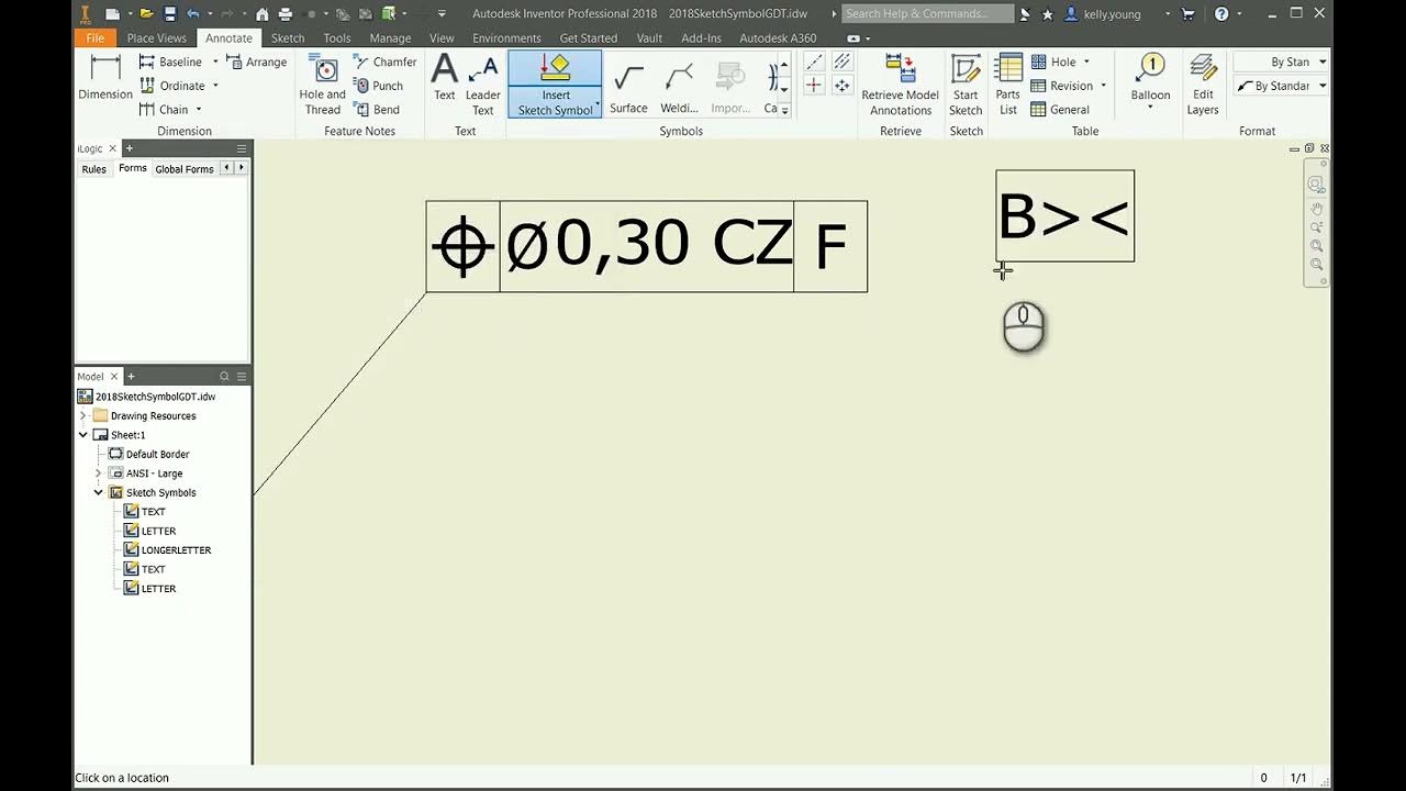 Inventor Define New Sketch Symbols & Insert Into Drawing - YouTube