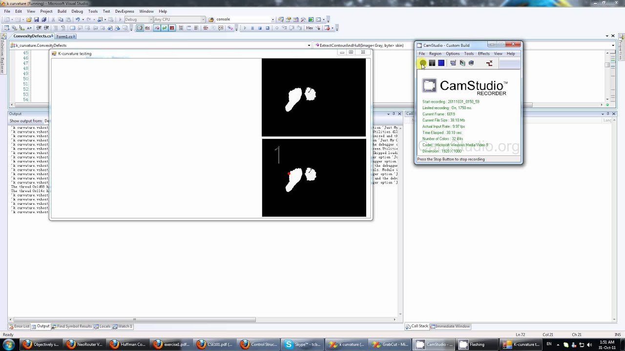 Testing K-curvature vs Convexity defects for hand/finger tracking - YouTube