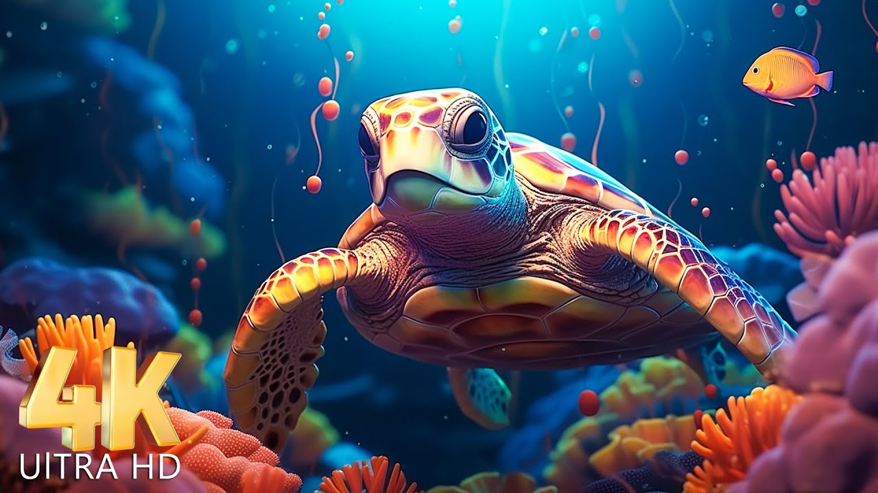4K Turtle Paradise - Coral Reefs & Colorful Sea Life - Relaxing Music ...