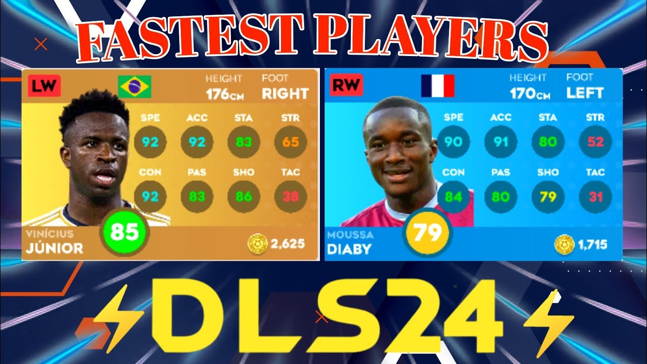 DLS 24 | TOP 30 FASTEST PLAYERS IN DLS 24! 👀🔥 ft. Vinicious, Mbappe ...