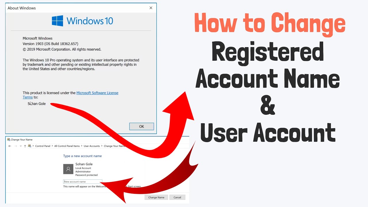 How To Change The Registered Account Name And Account User Name In ...