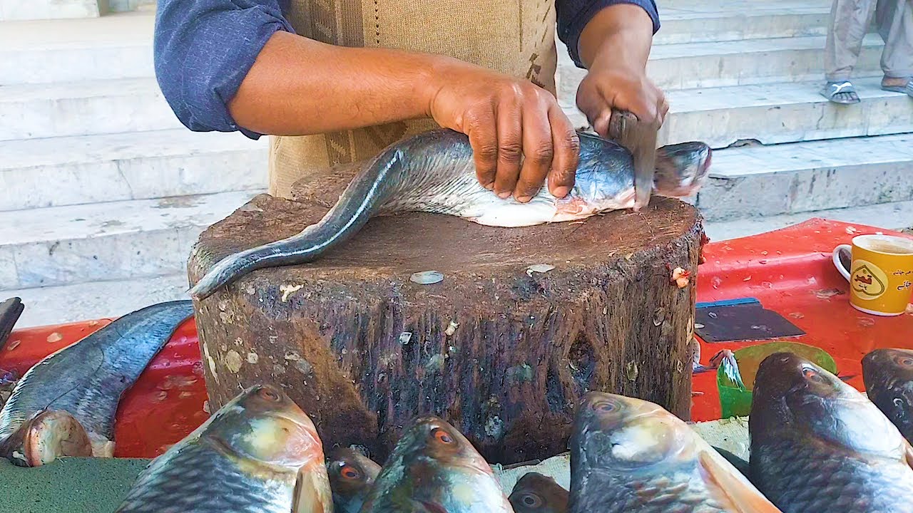 Big Rohu Fish Skinning & Chopping By Expert Fish Cutter | Amazing Fish ...