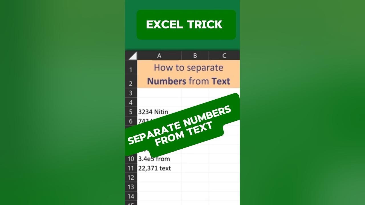 Separate Numbers from Text | Excel Shortcut Keys | Excel Tricks #shorts #exceltips #exceltricks ...