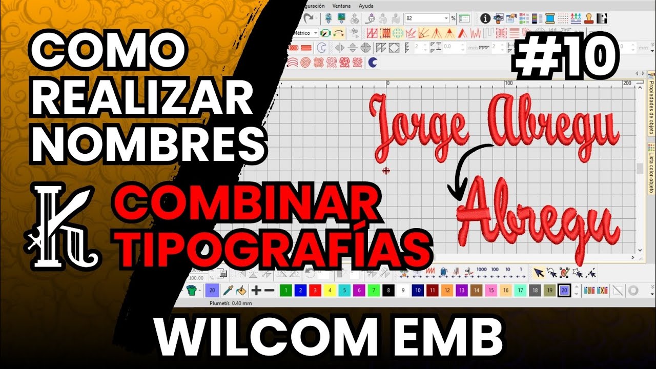 Como realizar nombres en el programa Wilcom - Combinar tipografias ...