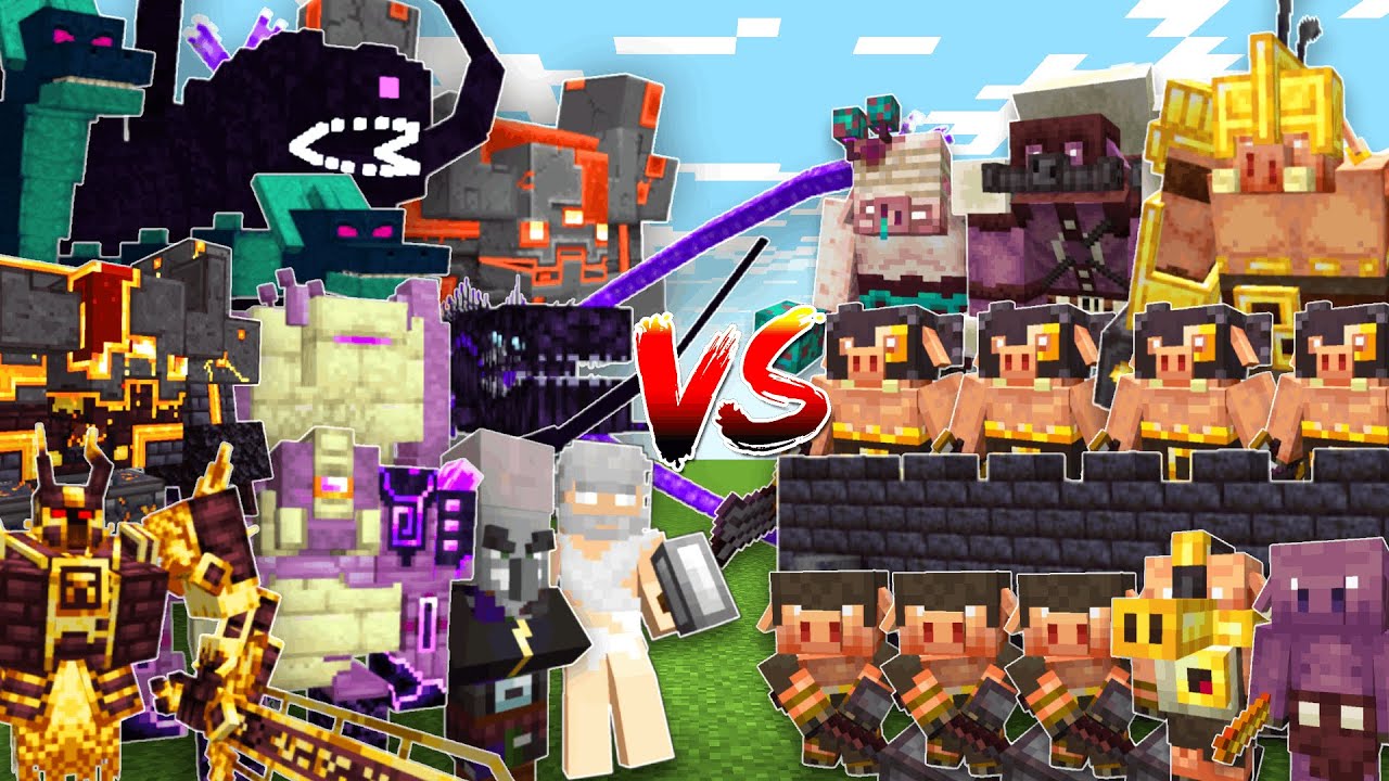 OP BOSSES vs PIGLIN CASTLE - Minecraft Mob Battle - YouTube