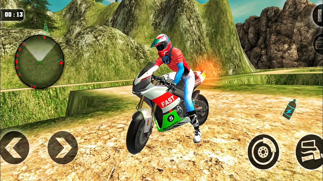 Uphill Offroad Motorbike Rider - Motor Bike Raising US Motorcycles Fast ...