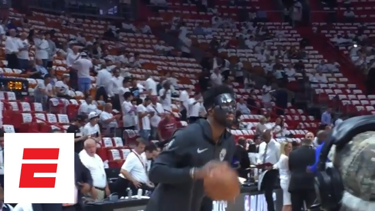 Joel Embiid warms up with mask on before Game 3 of Philadelphia 76ers ...