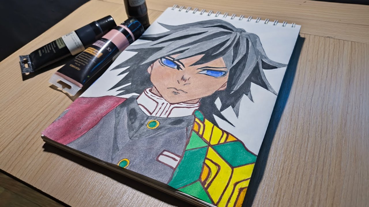 Menggambar Karakter anime Giyu Tomioka - Demon Slayer Menggunakan Cat ...