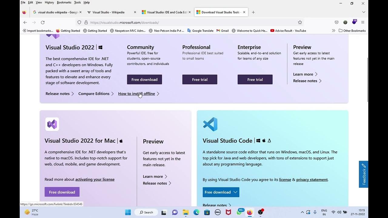 Visual Studio 2022 Community Edition Installation - YouTube