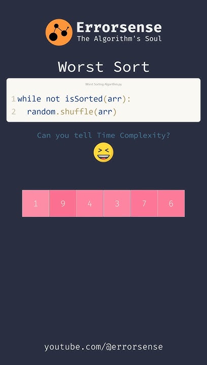Worst Sorting Algorithm In Dsa Coding Datastructures Code Sortingalgorithms Computerscience