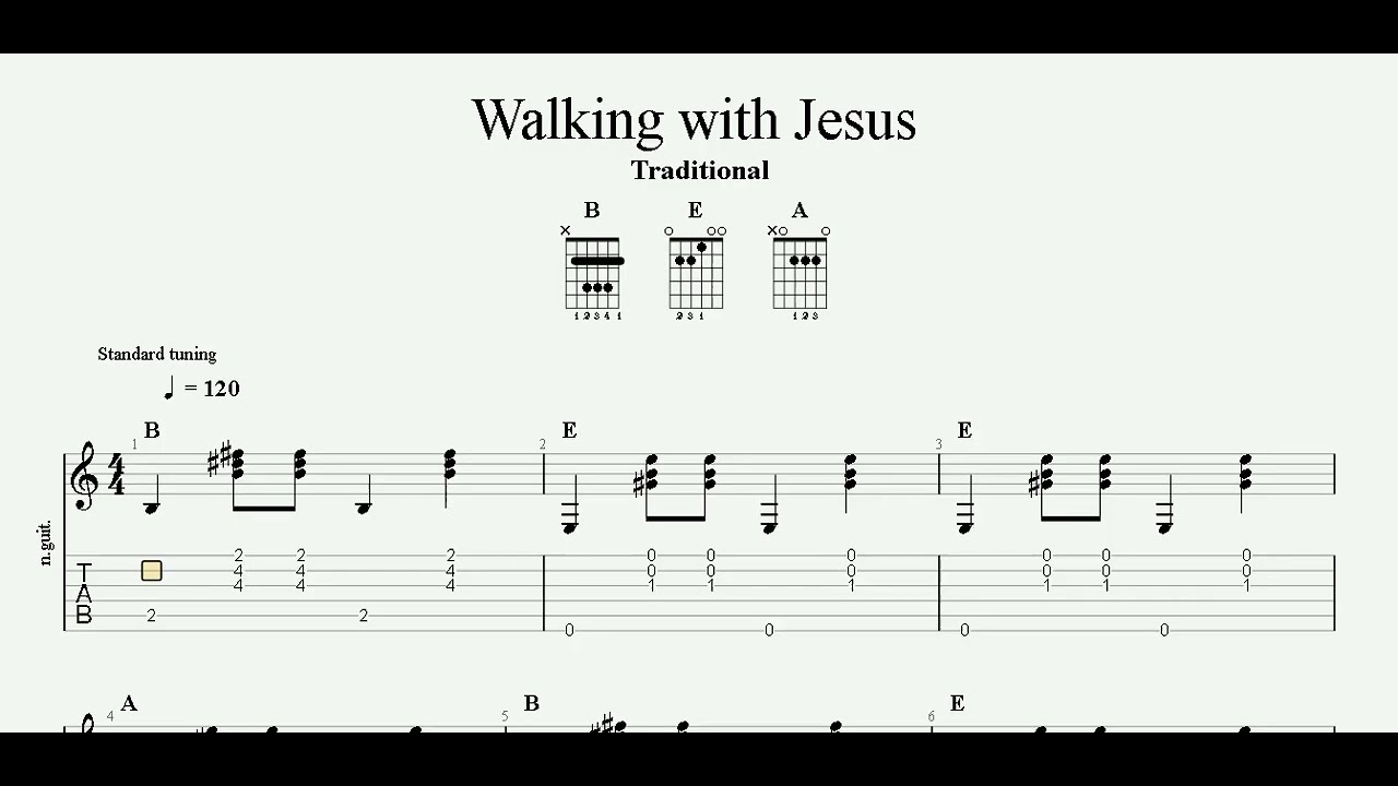 Walking with Jesus | Worship Song | 與耶穌同行 | Guitar TAB | Piano Sheet ...