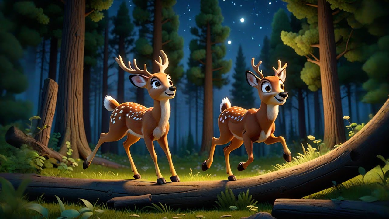 Two Dreamy Deer Chase Shooting Stars | Counting Song for Kids | Learn ...