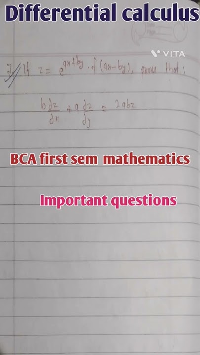 Differential calculus BCA first sem mathematics important questions # ...