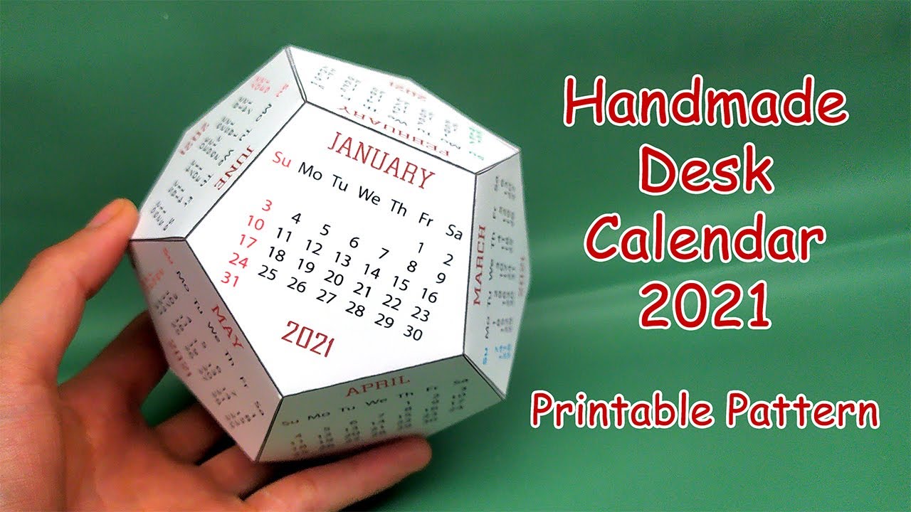 DIY Calendar EASY | How to make 2021 Desk Calendar | Printable Pattern ...