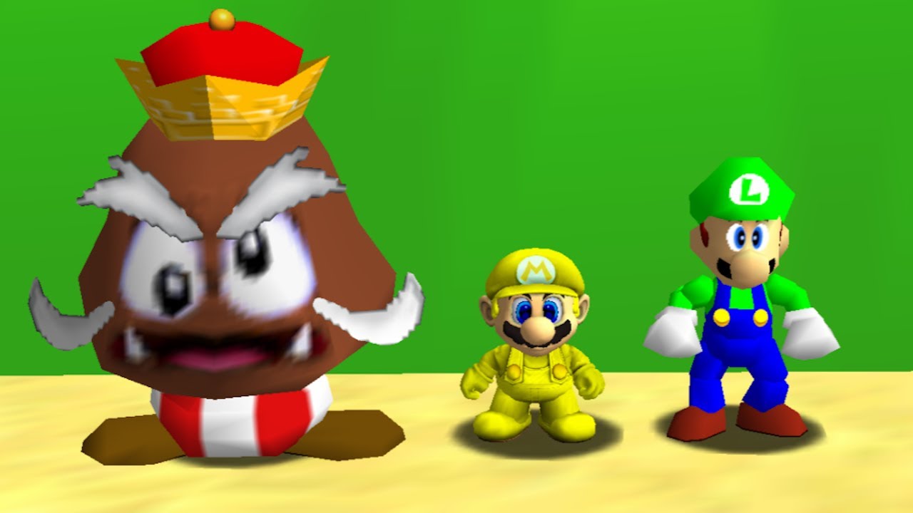 Gold Mario, Goomboss and Luigi Mario 64 (3 Players) - Full Game 100% ...