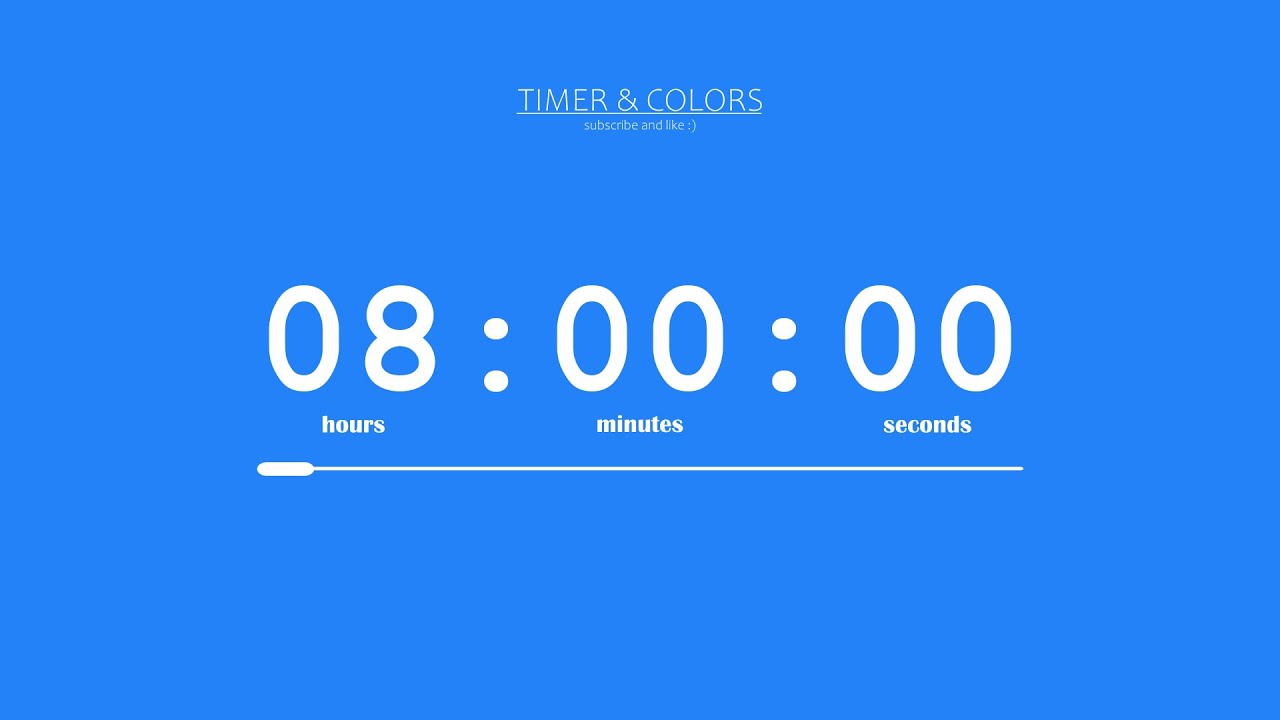 ⏱ 8 Hour Timer / Blue 💎/ Countdown + Progress Bar - YouTube