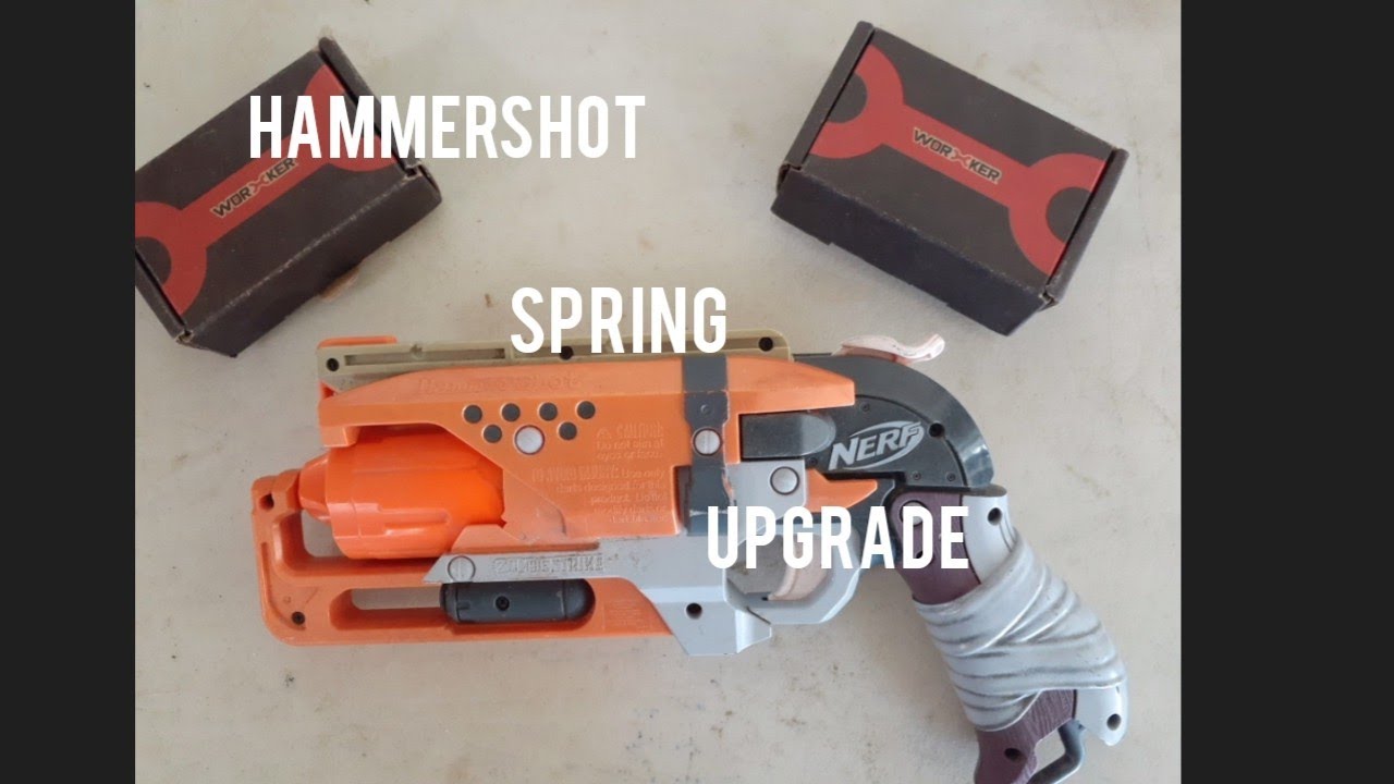 Nerf hammershot spring upgrade - YouTube