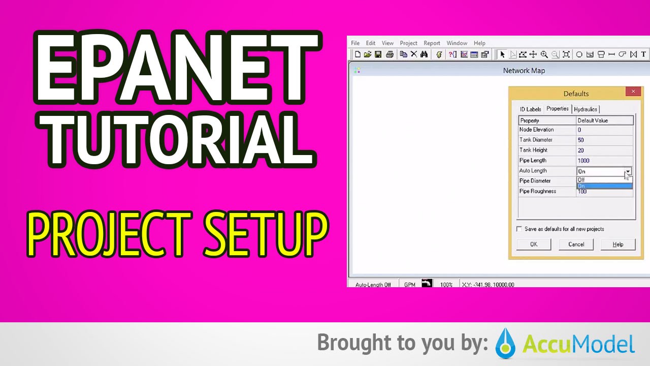EPANET Tutorial 02.03 - Project Setup | Hydraulic Modeling - YouTube