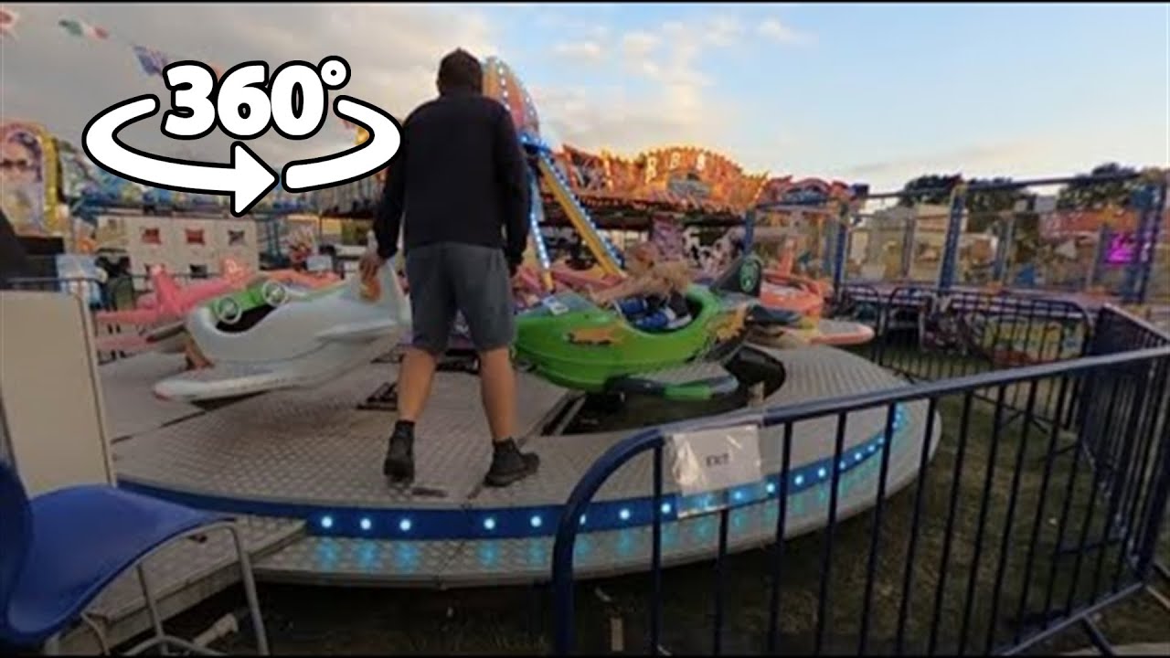 360 VR - On the Aeroplanes at Sandal Park Funfair - YouTube