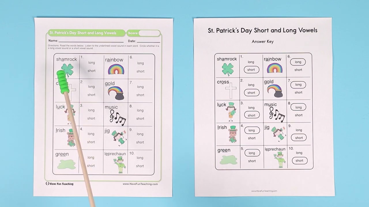 St Patrick s Day Short And Long Vowels Worksheet YouTube St Patrick s Day Short And Long Vowels Worksheet YouTube
