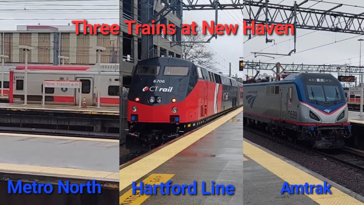 Three Trains at New Haven - YouTube