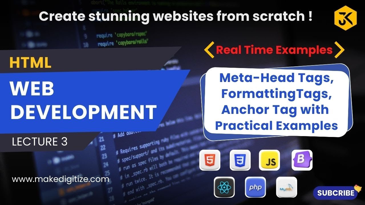 3 ||Web Technologies|| HTML: Meta - Head Tags, Formatting Tags & Anchor ...