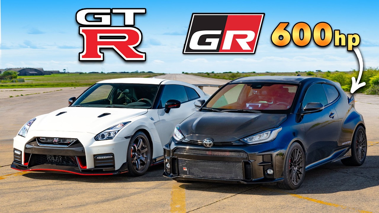 GT-R NISMO v GR Yaris: V6 v 3cyl DRAG RACE - YouTube