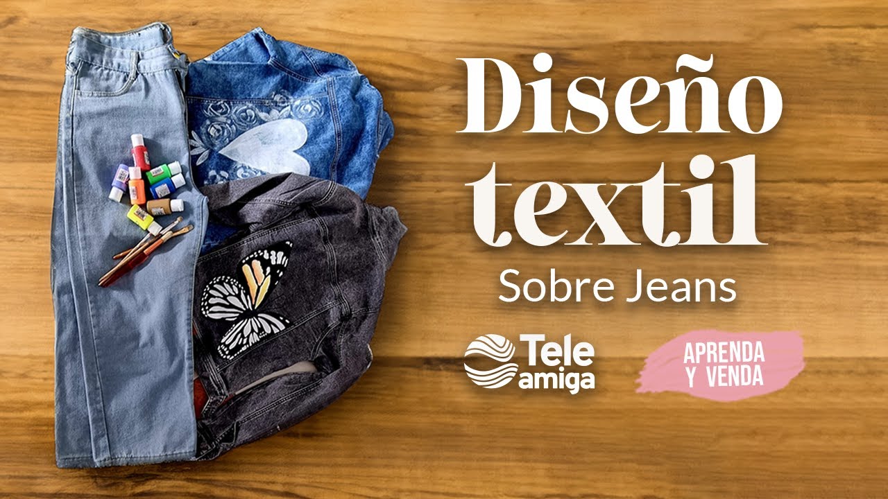 DISEÑO TEXTIL SOBRE JEANS en Aprenda y Venda - Teleamiga - YouTube