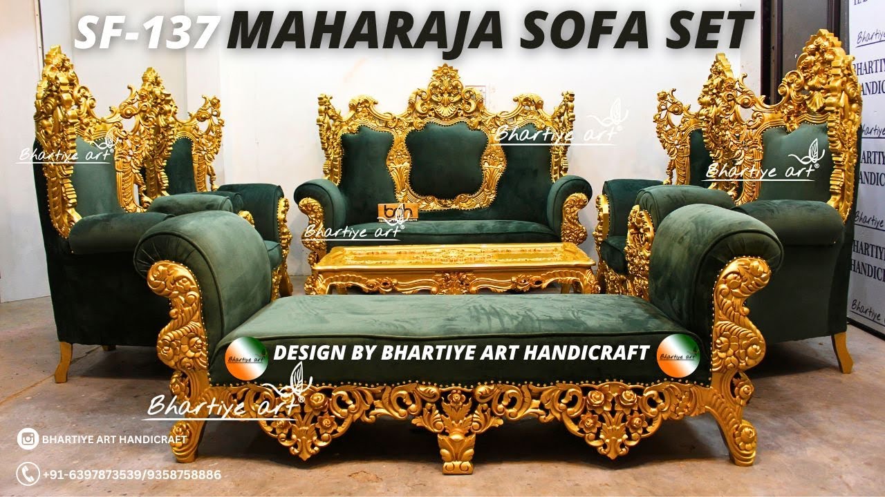 SF-137 MAHARAJA SOFA SET//DESIGN BY BHARTIYE ART HANDICRAFT #wooden # ...
