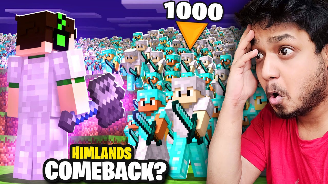 Himlands Ezio vs 1000 Players + Herobrine Domination - Minecraft Himlands Day 100 - YouTube