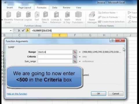 MS Excel 2010: SUMIF and SUBTOTALS - YouTube
