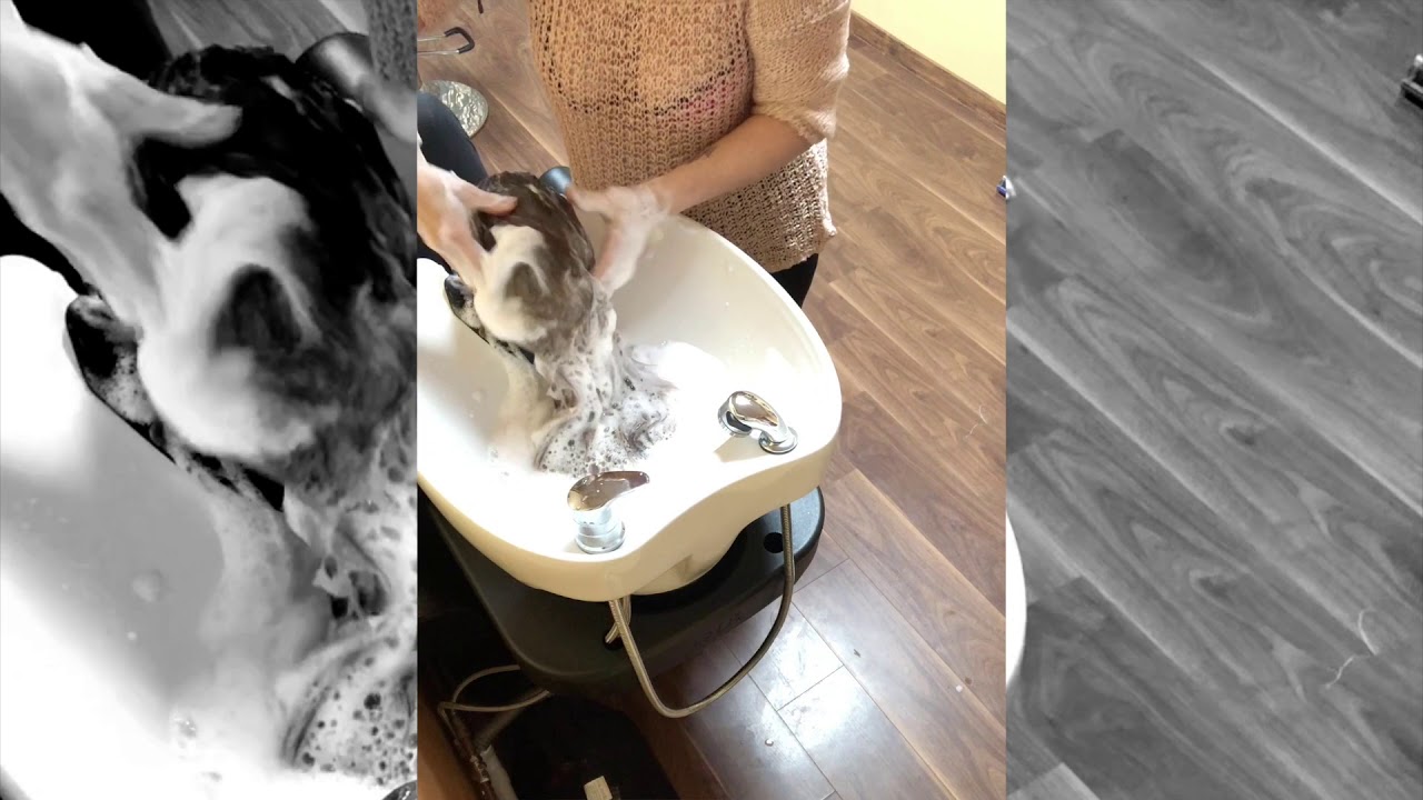 ASMR Relaxing Foamy Shampoo Sounds Washing Clients Hair - YouTube