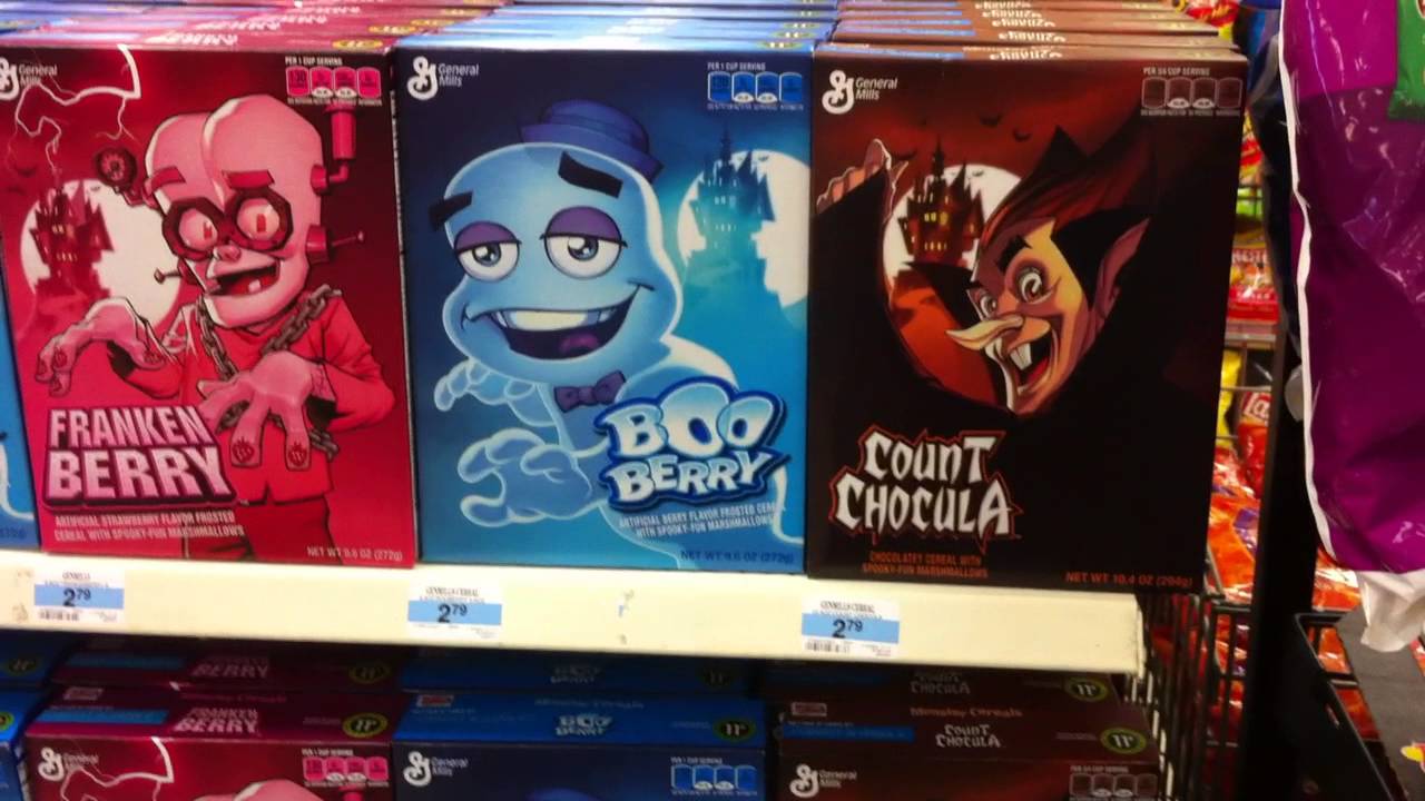 Halloween Cereal Count Chocula, Franken & Boo Berry at K-mart - YouTube