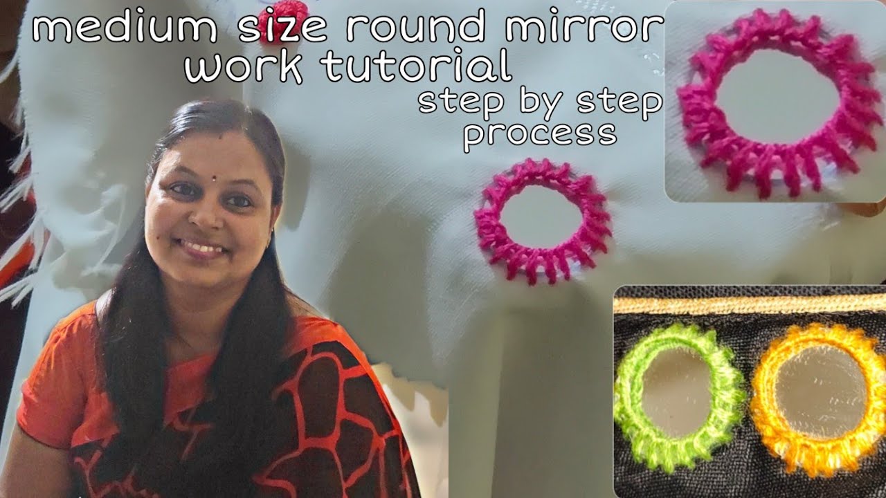 Medium size round mirror work tutorial step by step process - YouTube