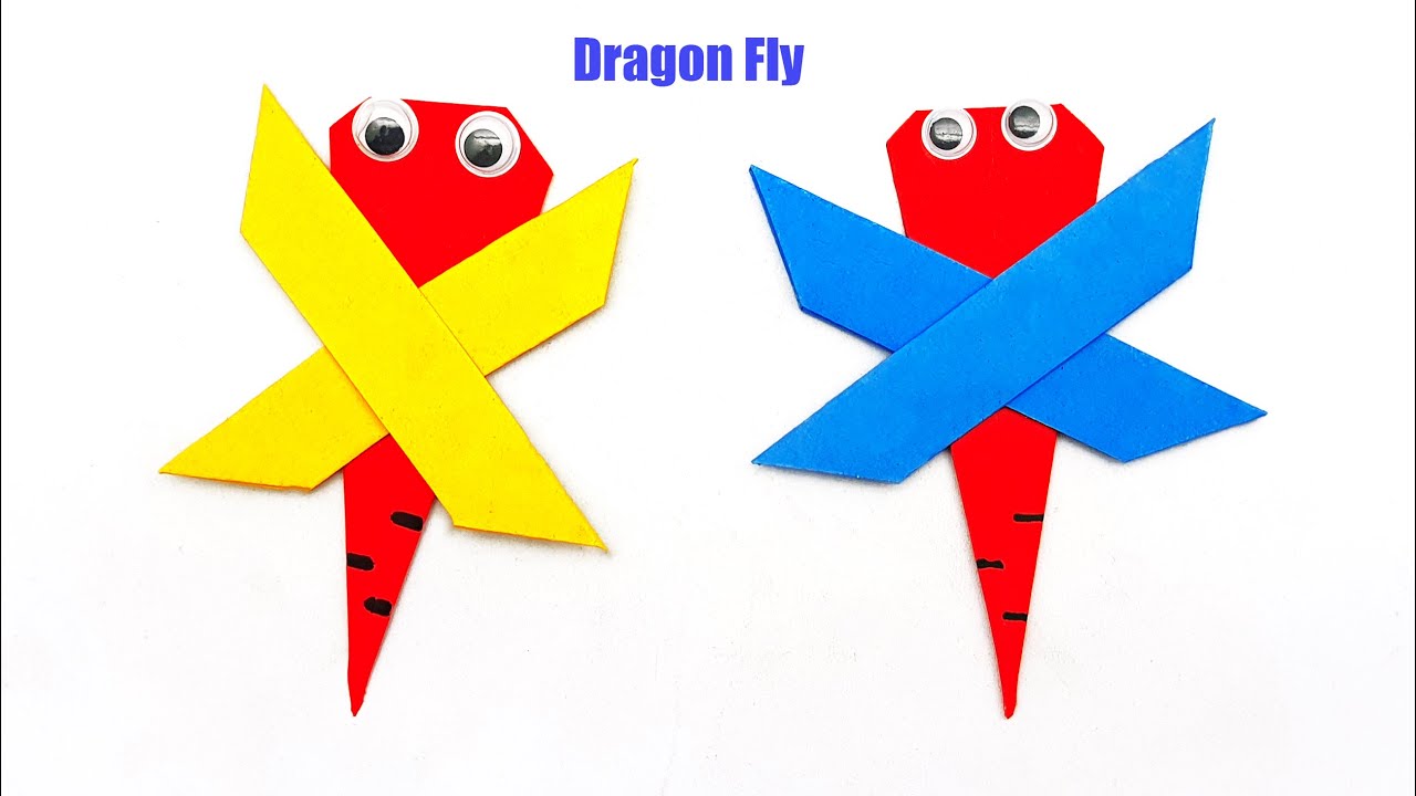 Paper Dragon Fly Making Craft Ideas | Paper Craft For School - YouTube