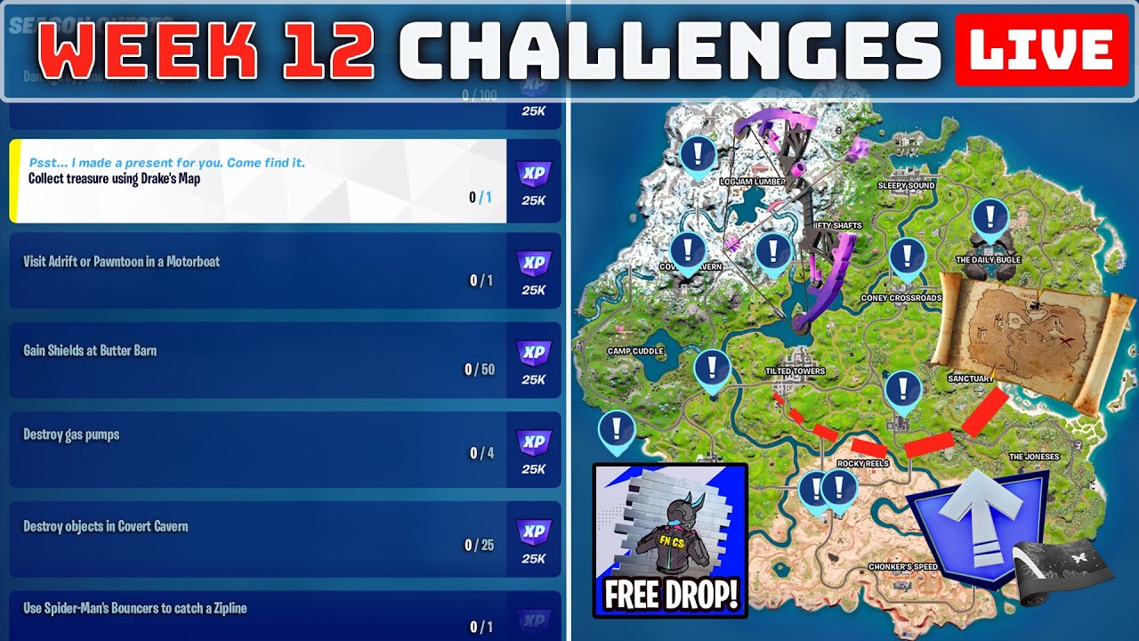 🔴NEW FORTNITE CHALLENGES (WEEK 12)🔴Bows, Quests, Monarch Tokens (Wrap ...