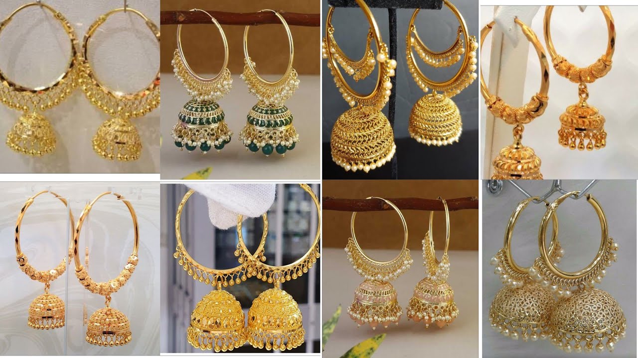 new trending gold earings designs 2024/gold bale designs/gold jhumka ...