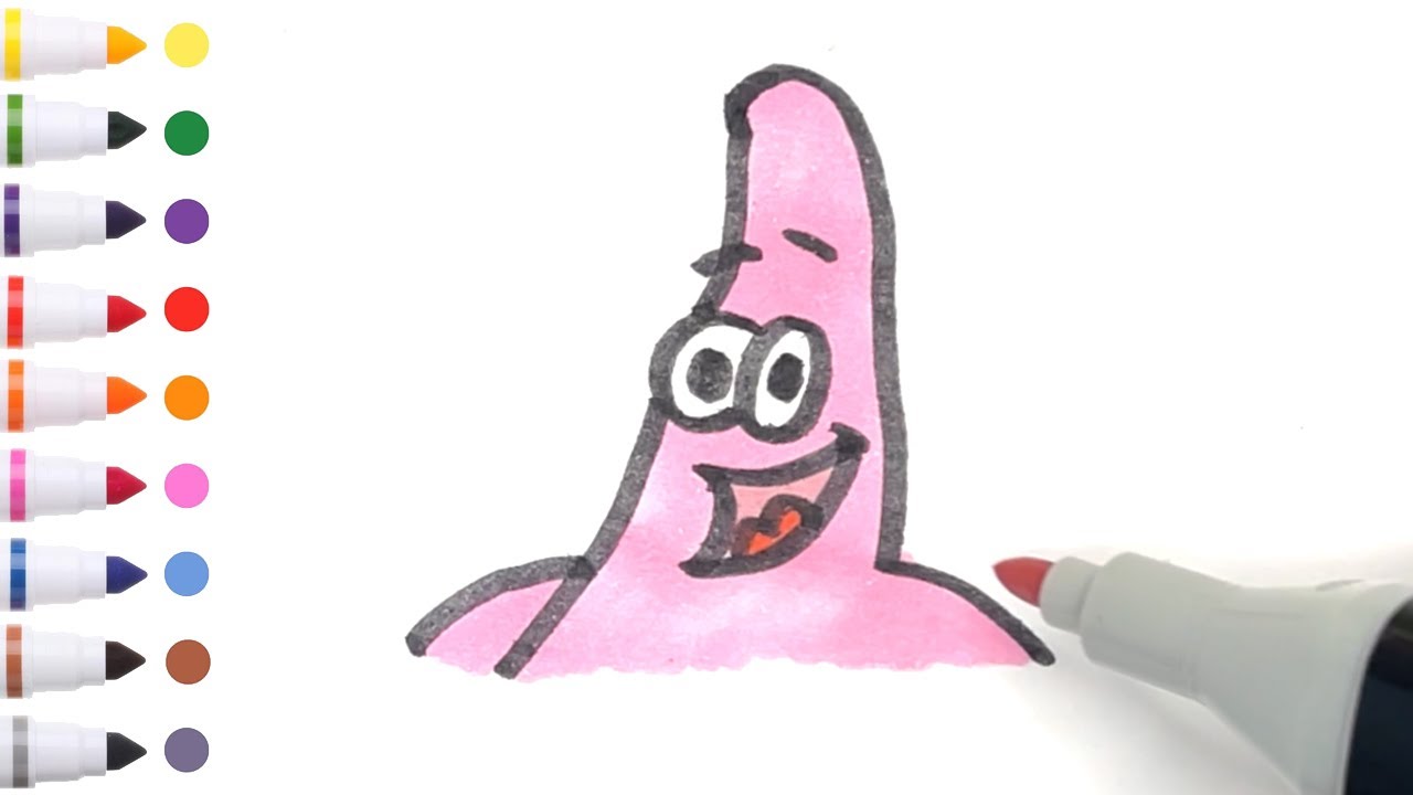 How to Draw Cartoon Character Patrick Star, Easy Painting & Coloring ...
