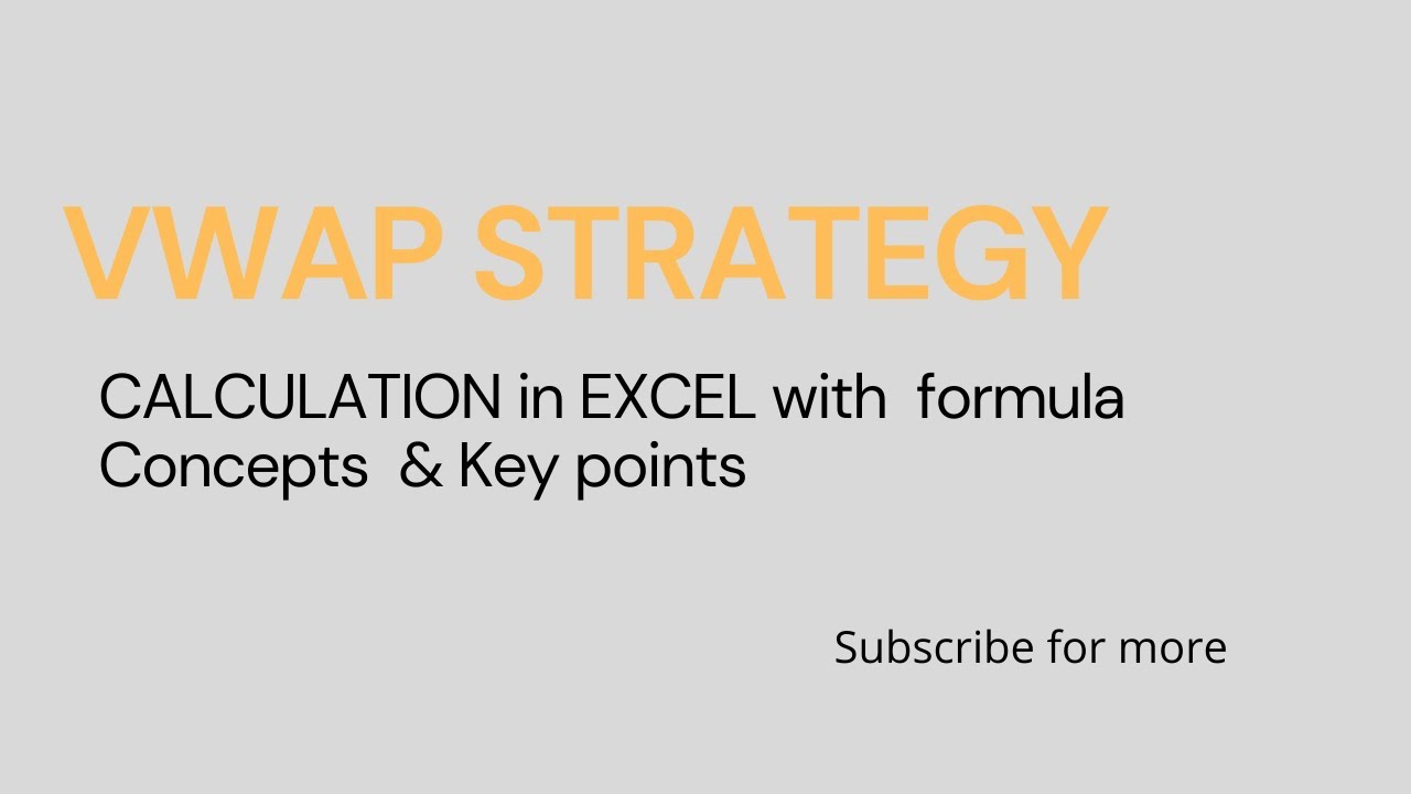 VWAP (volume weighted average price) calculation of a stock in excel ...