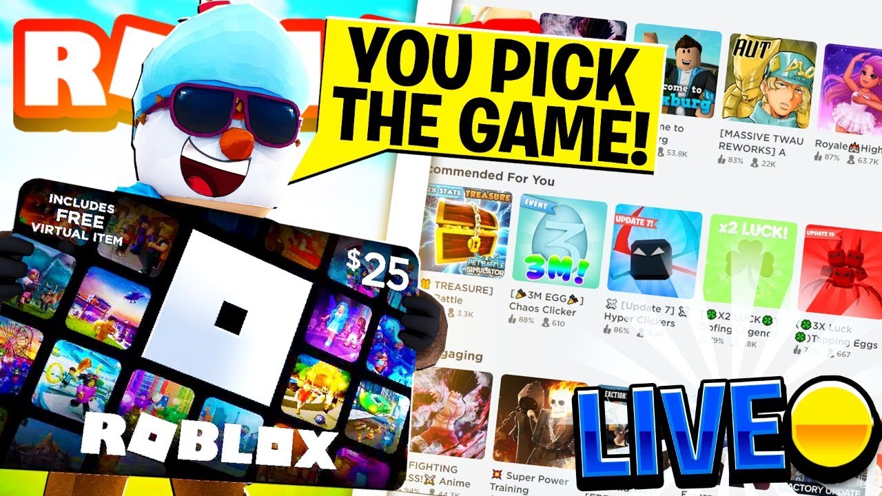 ROBLOX LIVE STREAM NOW PLAYING WITH FANS - ROBUX GIVEAWAY - YouTube
