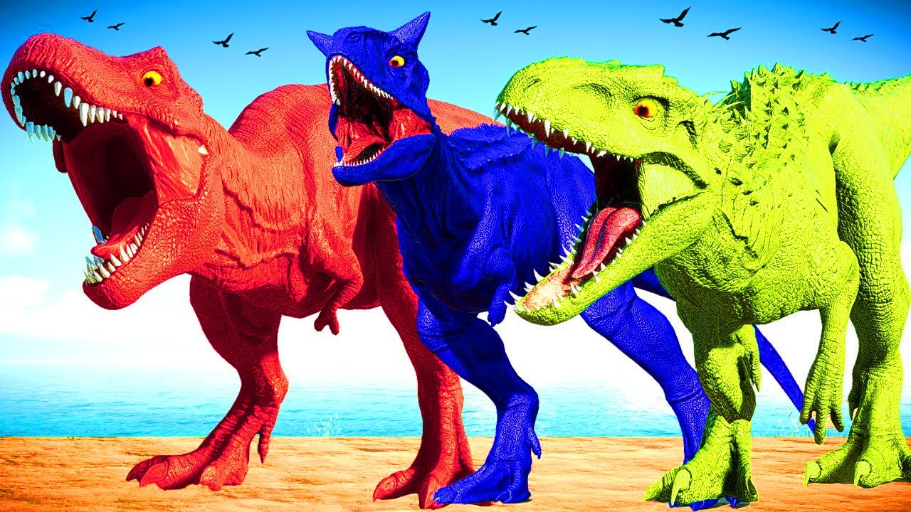 Dinosaur Tyrannosaurus Rex Color Pack vs IRex Dino Color Jurassic World ...