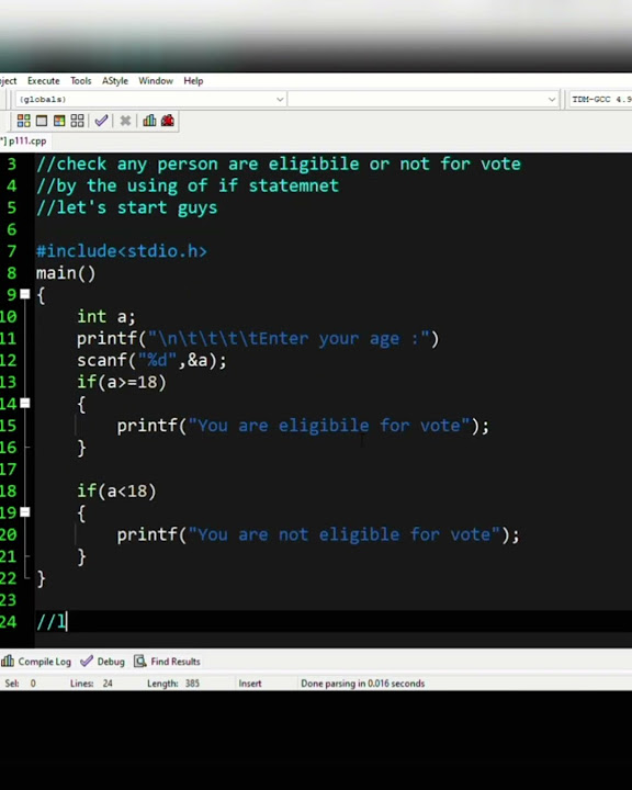 6. #program || vote eligibility in C language - YouTube