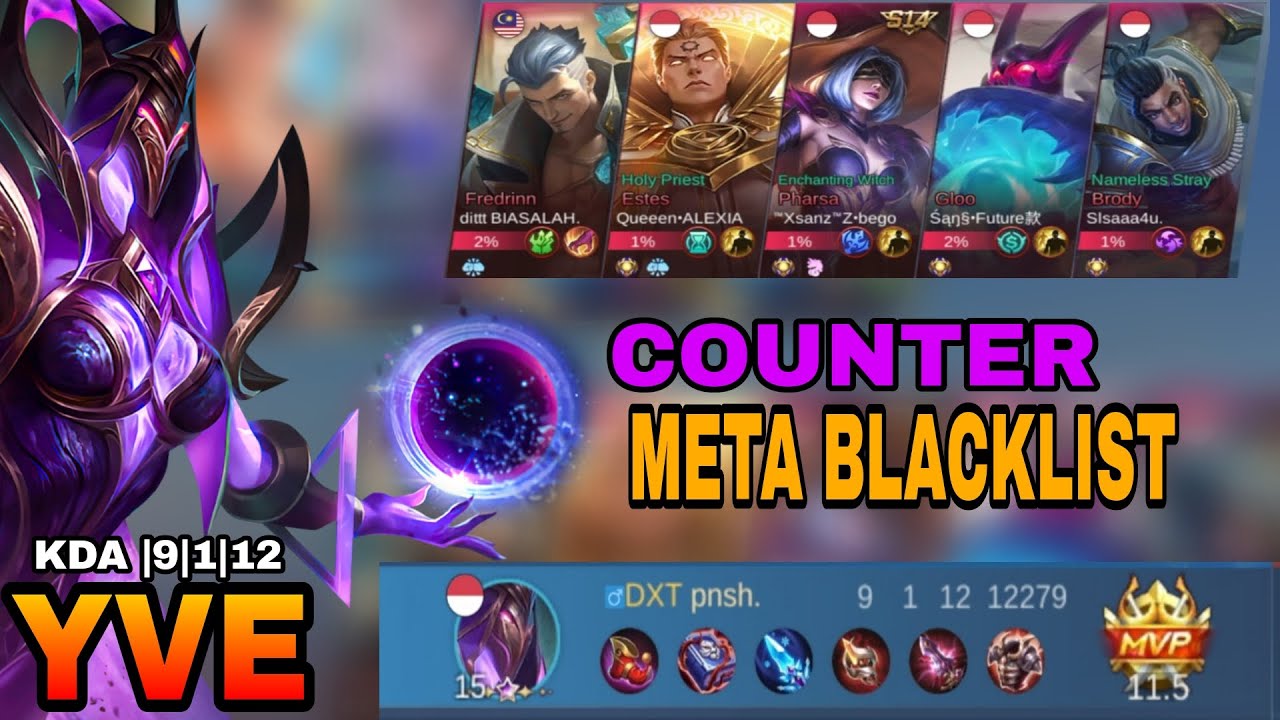 COUNTER META BLACKLIST!! BEST YVE BUILD,BIKIN MUSUH TAK BERKUTIK!! YVE ...