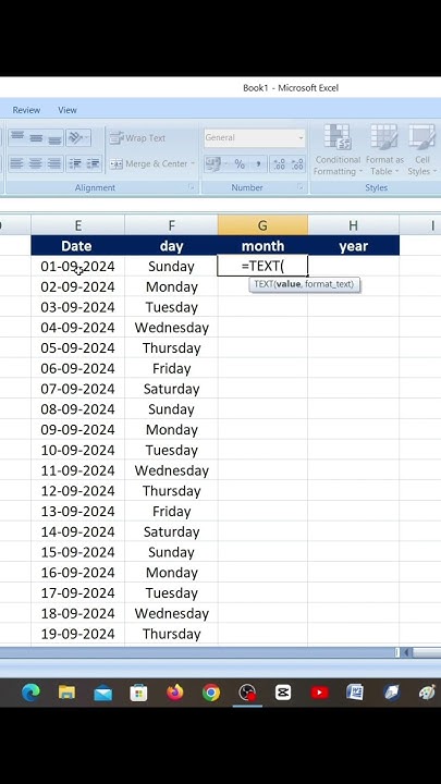 Ms Excel में किसी भी date से Day, Month और Year कैसे निकले || ms excel shorts video - YouTube