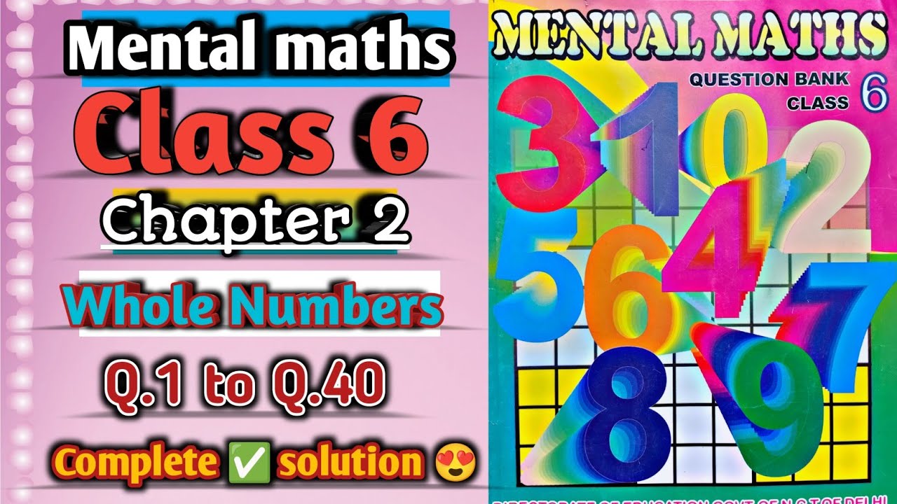 Mental Maths Class 6 chapter 2 Whole Numbers Complete solution 2024-25 ...