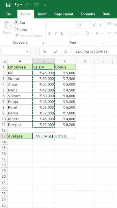 AVERAGE Function in Excel – Quickly Find the Mean Value! #ExcelTips - YouTube