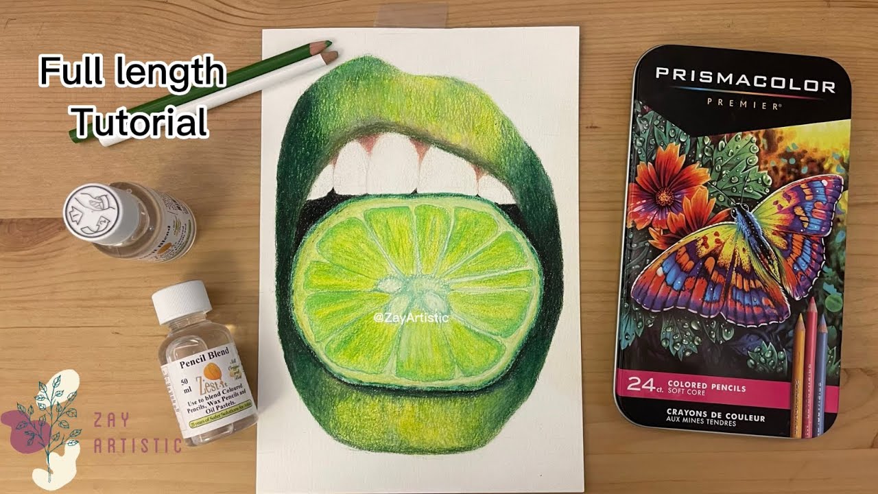 How to draw lime lips | Colored Pencil Full Length Tutorial ️👩‍🎨 - YouTube