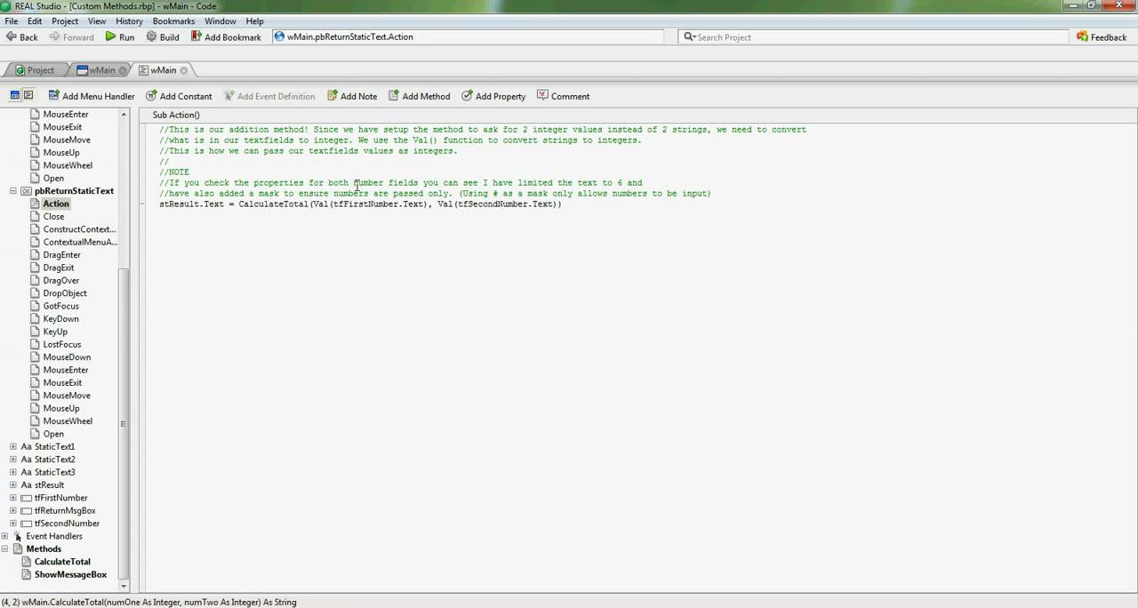 REALBasic Tutorials - Lesson 08 - Custom Methods. - YouTube