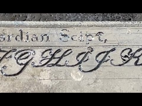 Edwardian Script 8 H.I.J 】engraving Sanple Plate Burin Hand Engraving ...