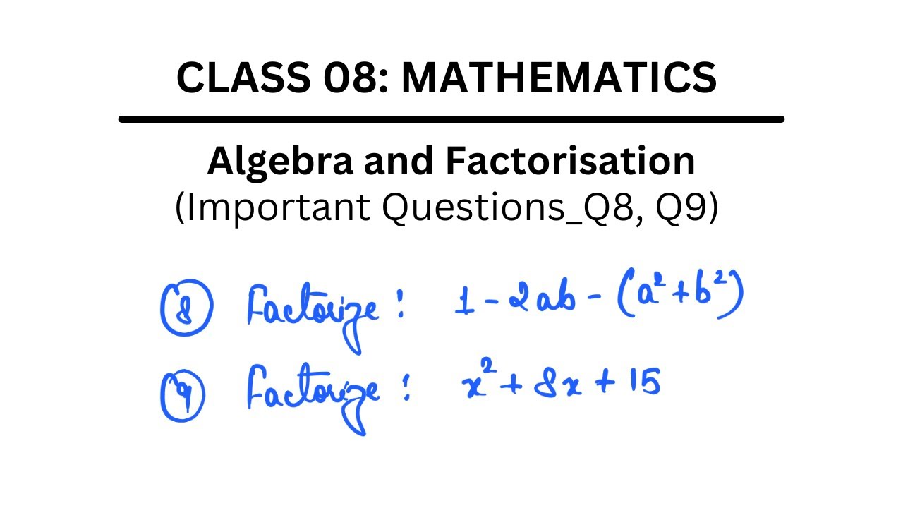 Class 08 I Mathematics I Algebra and Factorization I Important ...